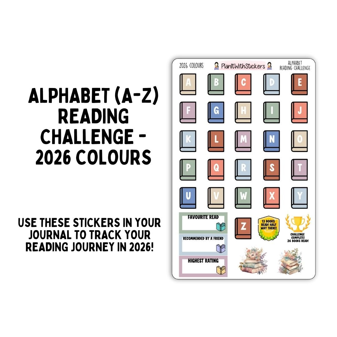 2026 Alphabet Reading Challenge Stickers – PlanItWithStickers