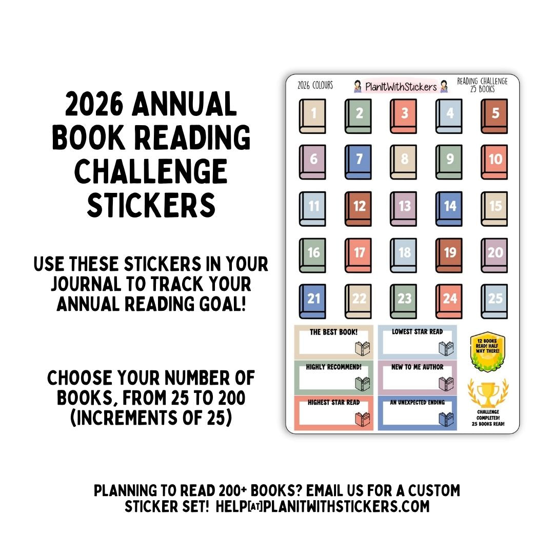 2026 - Annual Book Reading Challenge Tracker Sticker Bundle ...
