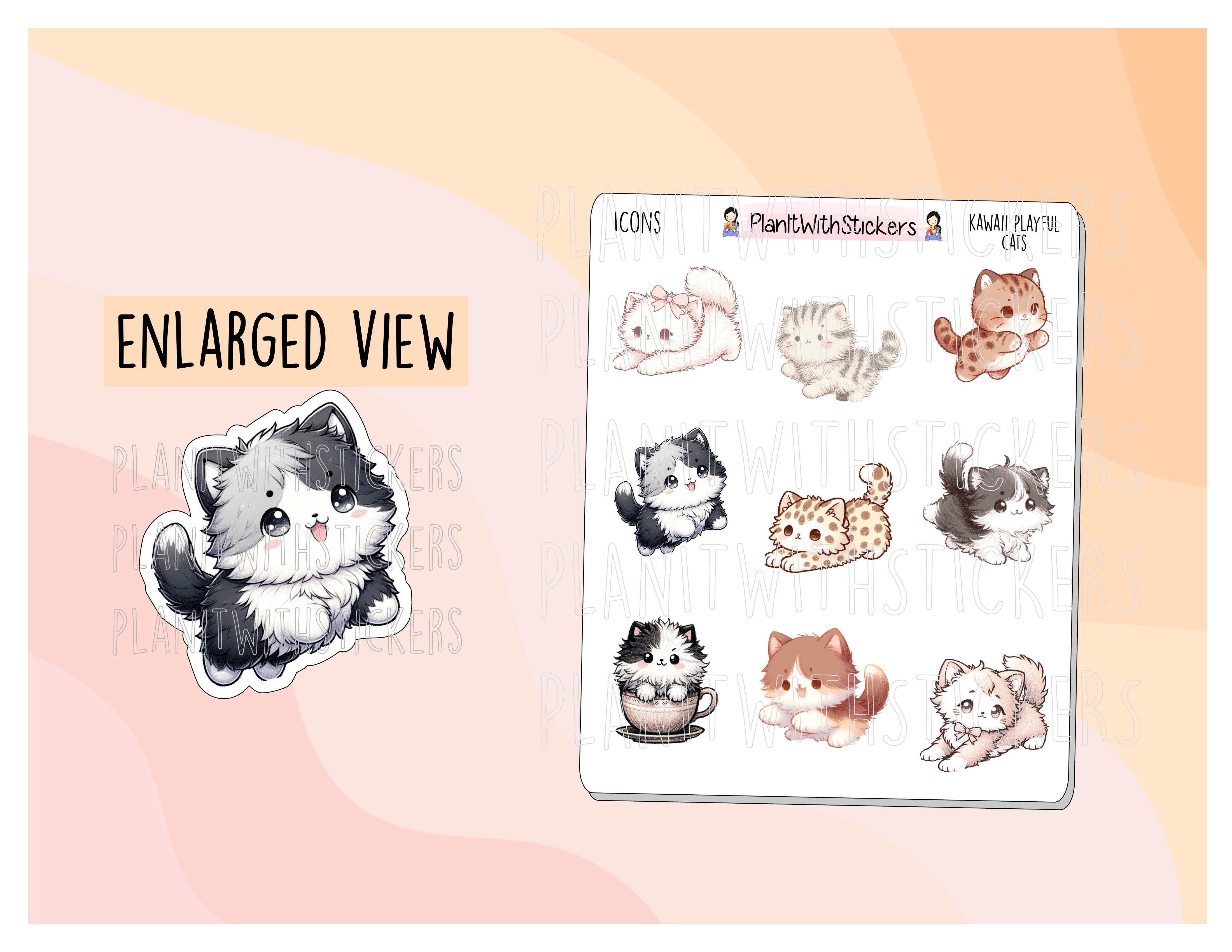 Kawaii Playful Cat Deco Stickers – PlanItWithStickers