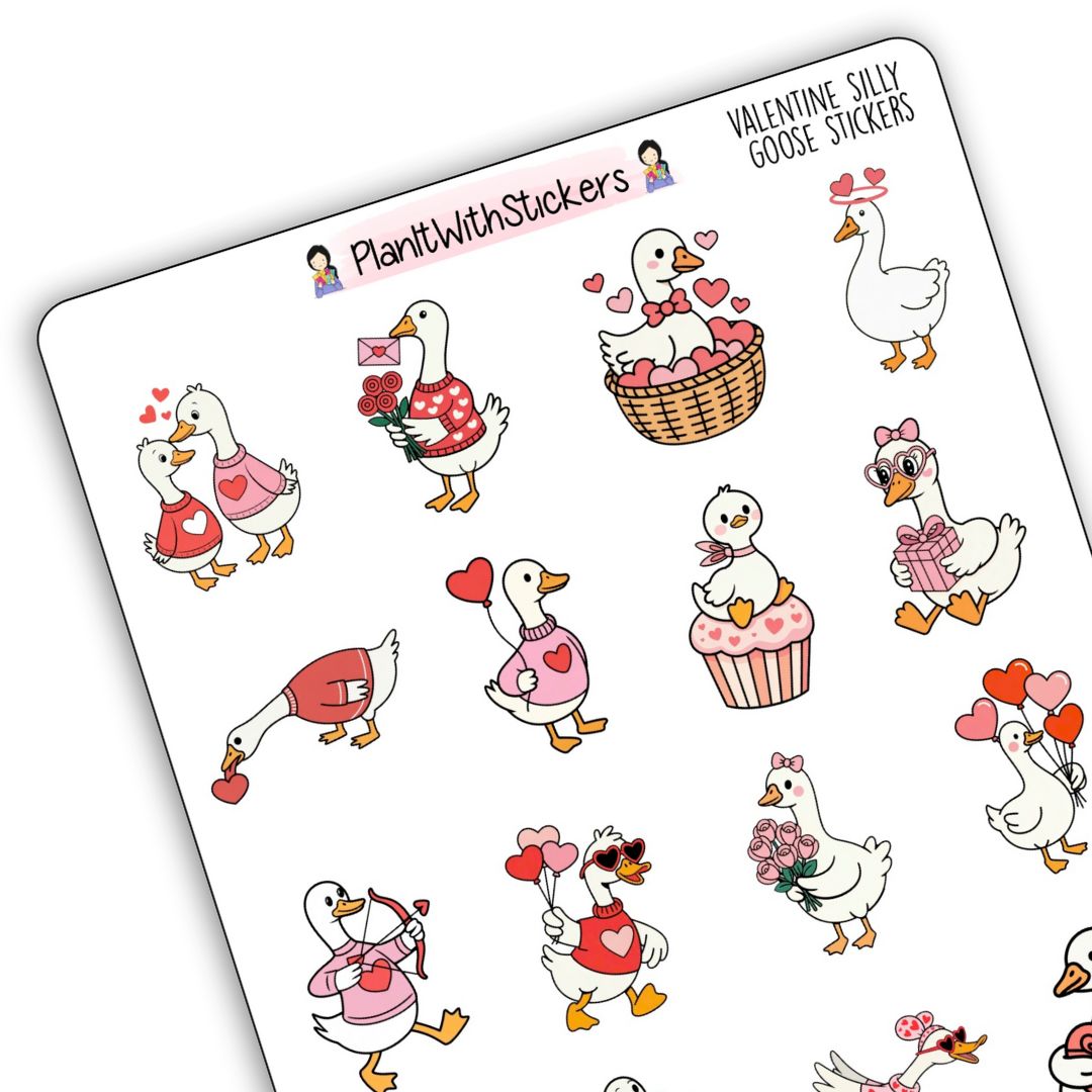Valentine Silly Goose Sticker Sheet – PlanItWithStickers