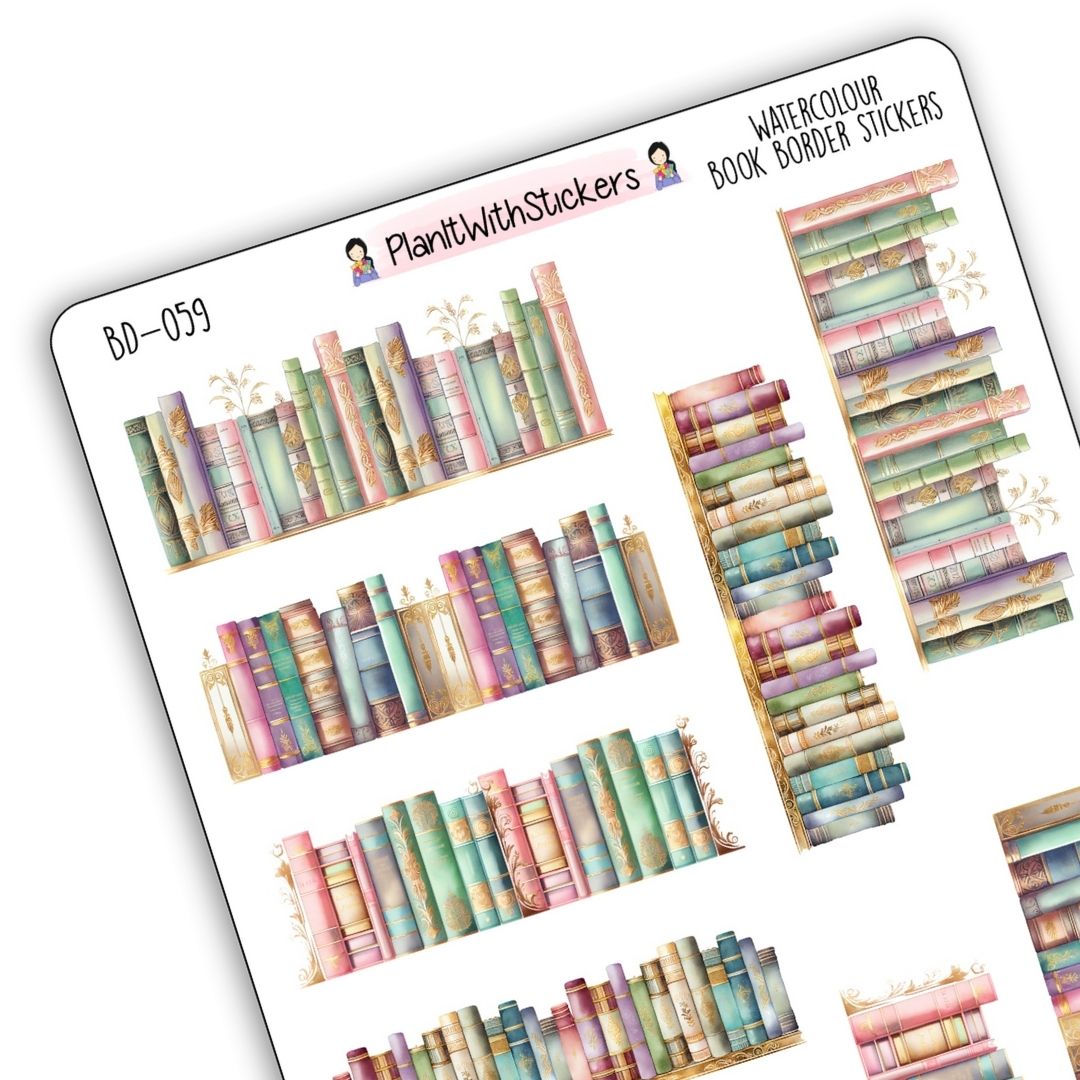 Watercolour Book Border Deco Stickers – PlanItWithStickers