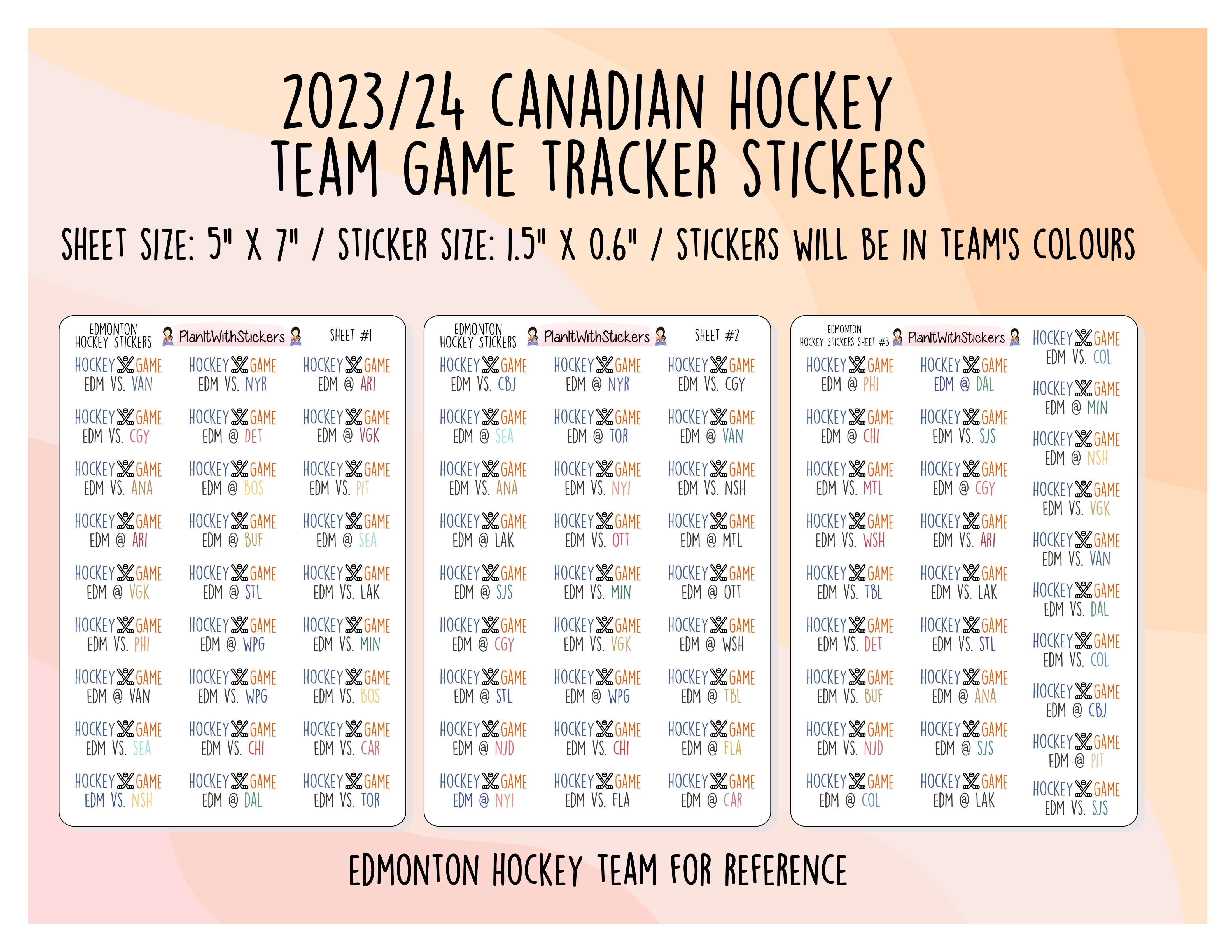 Canadian Hockey Team - 2024/25 - Hockey Game Tracker Stickers [NO DISC ...
