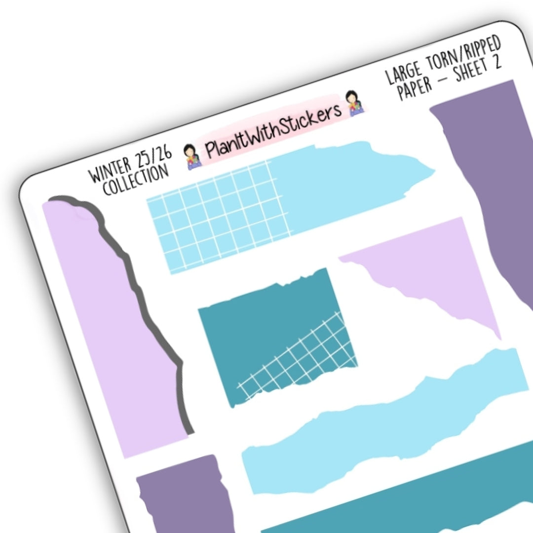 Large Torn/Ripped Paper Sheet 2 - Winter 2025 Colours – PlanItWithStickers