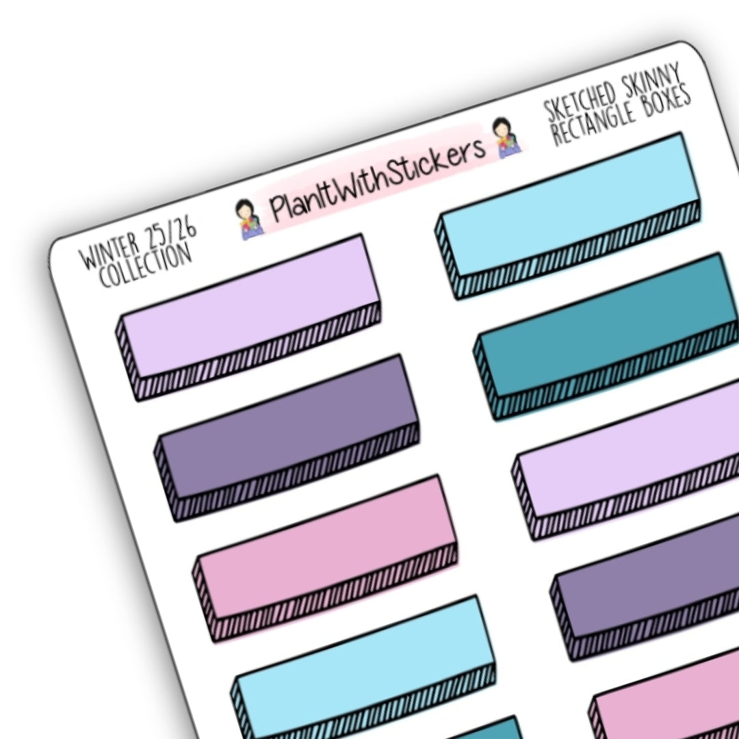 Sketched Skinny Rectangle Boxes - Winter 2025 Colours – PlanItWithStickers