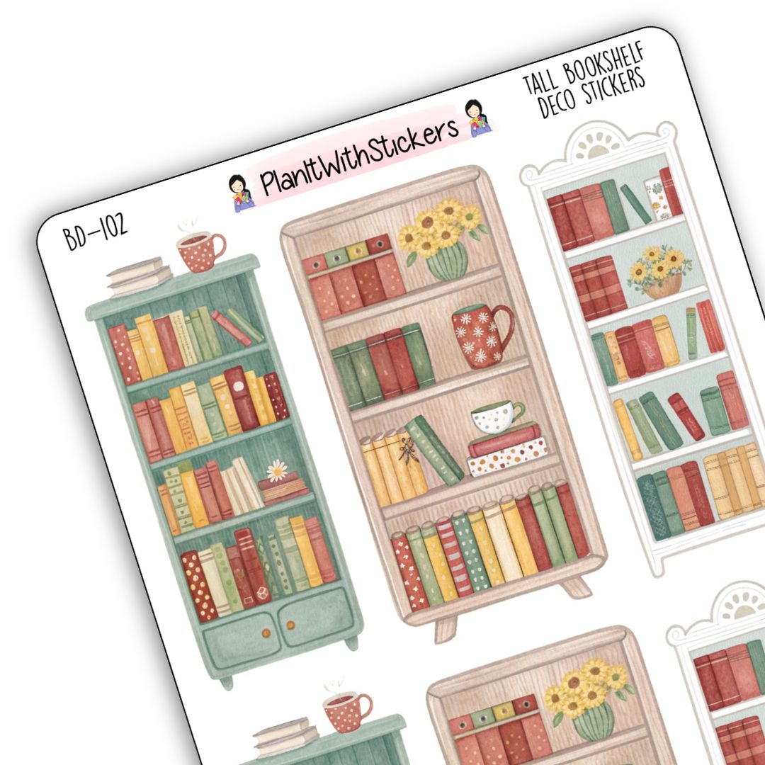 Tall Bookshelf Book Journal Deco Stickers – PlanItWithStickers