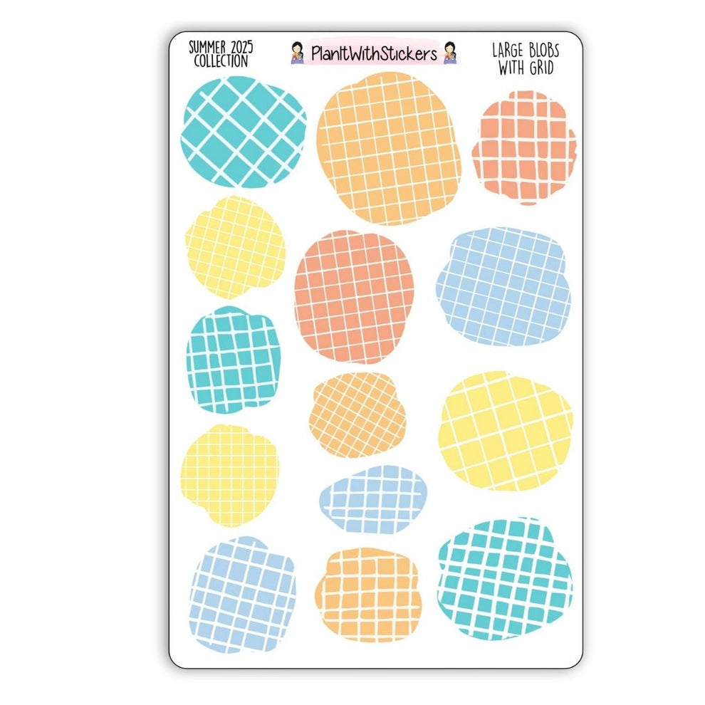 Large Blobs with Grid - Summer 2025 Colours – PlanItWithStickers