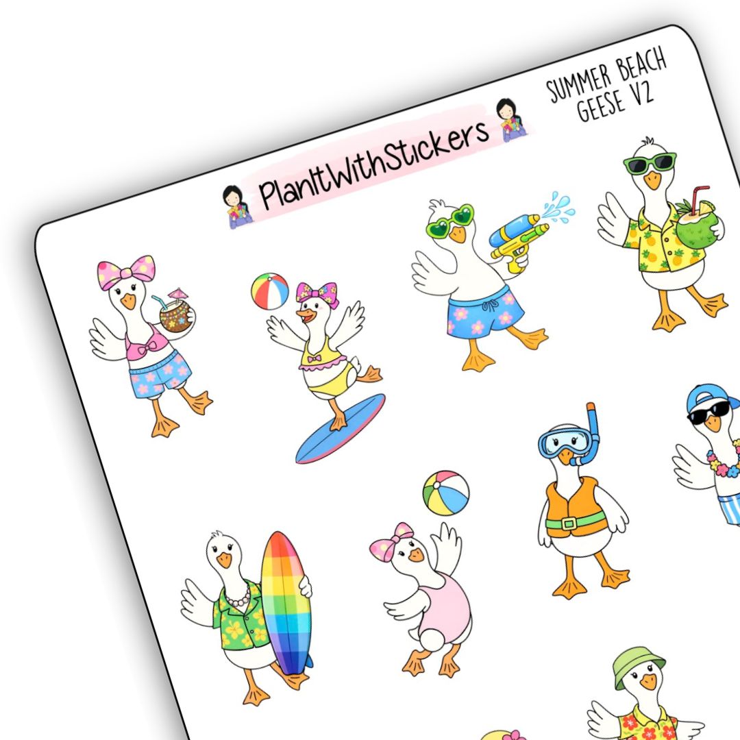 Summer Beach Silly Goose Stickers V2 – PlanItWithStickers