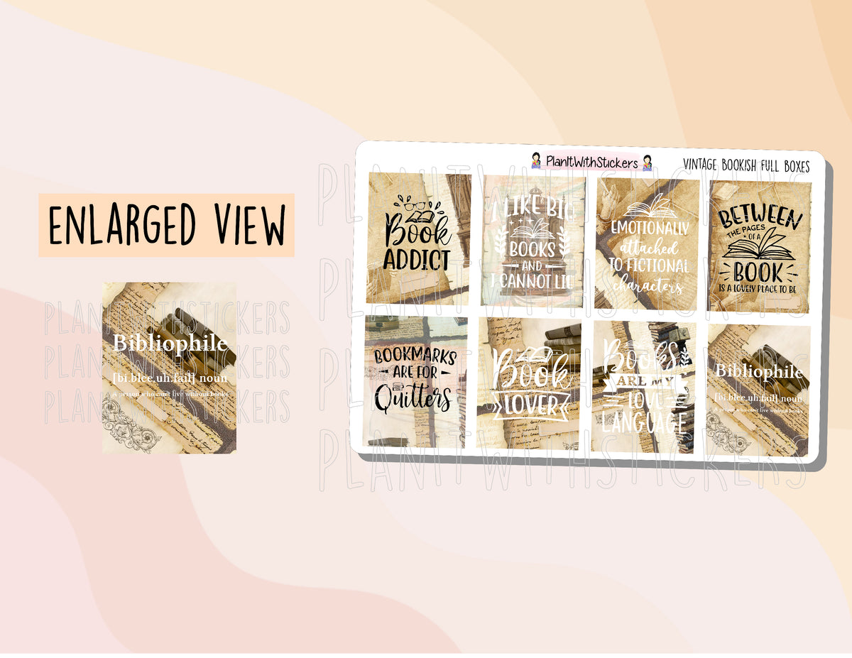 Vintage Library - Bookish Quotes in Full Boxes Stickers ...