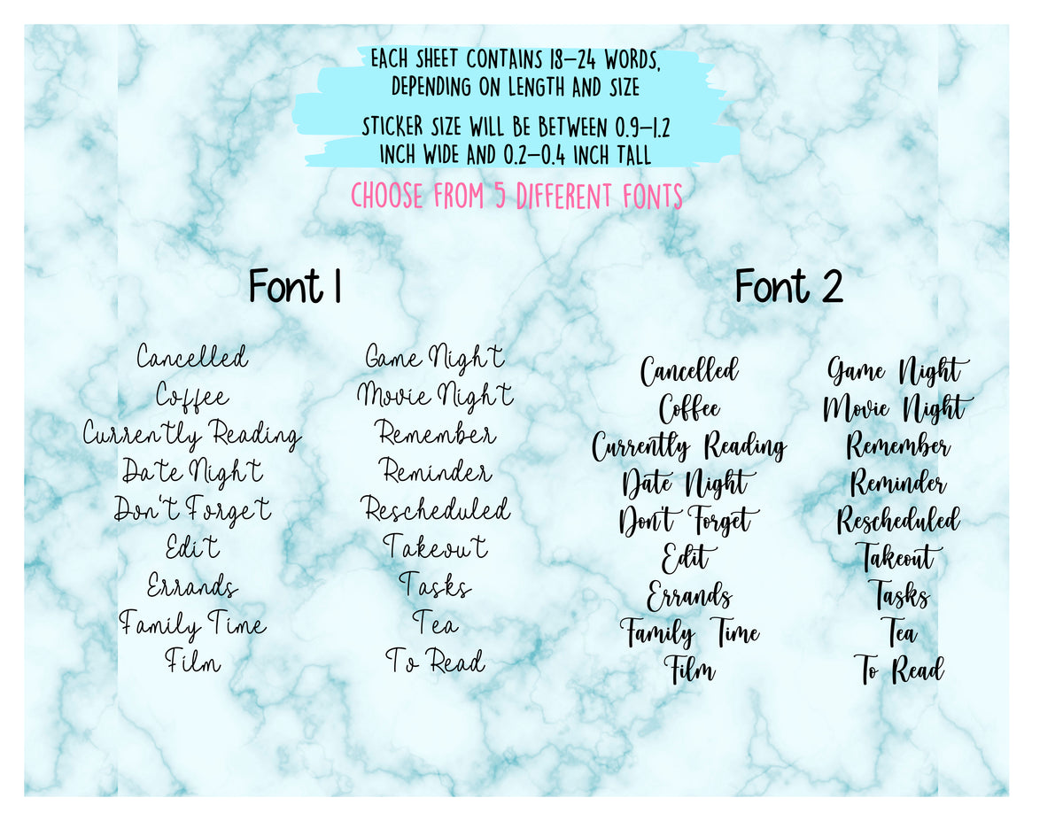 Activities / Tasks Script Stickers – PlanItWithStickers