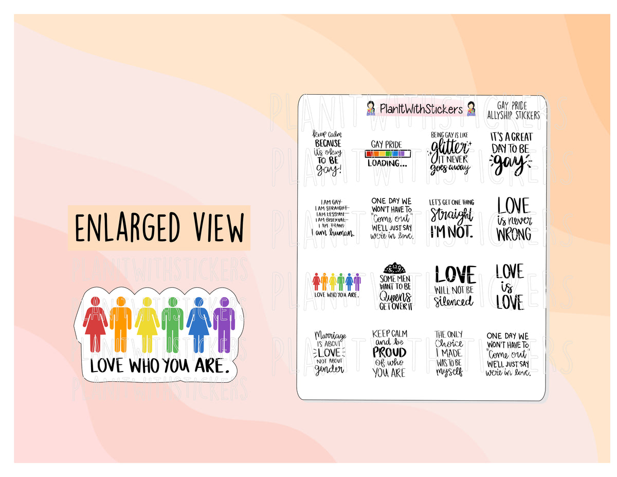 Gay Pride Allyship Sticker Sheet – PlanItWithStickers